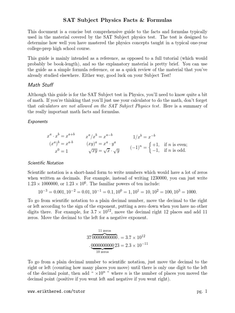 Facts-And-Formulas-3 Physics PDF | PDF
