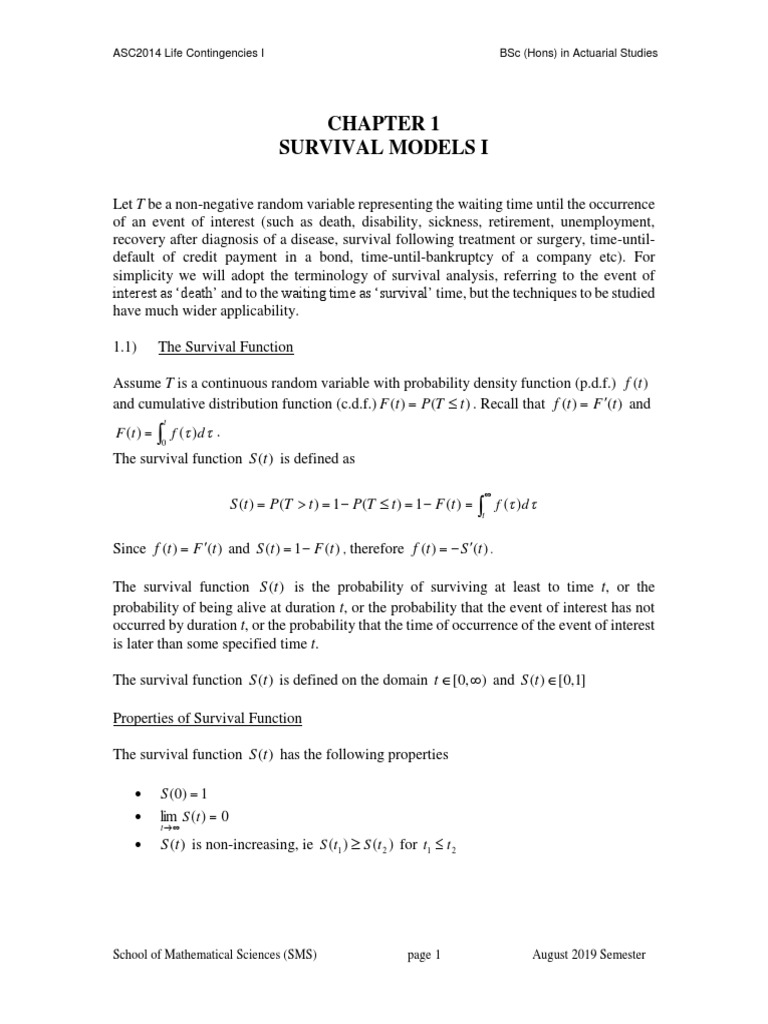 Life Contingencies I | PDF | Probability Distribution | Mathematical ...