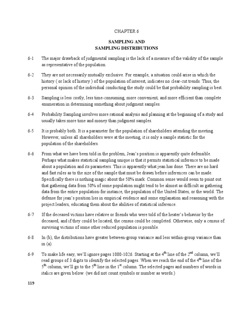 An In-Depth Exploration of Sampling Methods and Their Applications to Statistical Inference ...