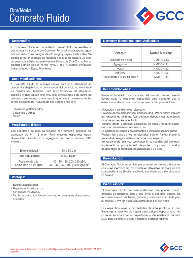 Concreto Fluido: Ficha Técnica | Hormigón | Materiales