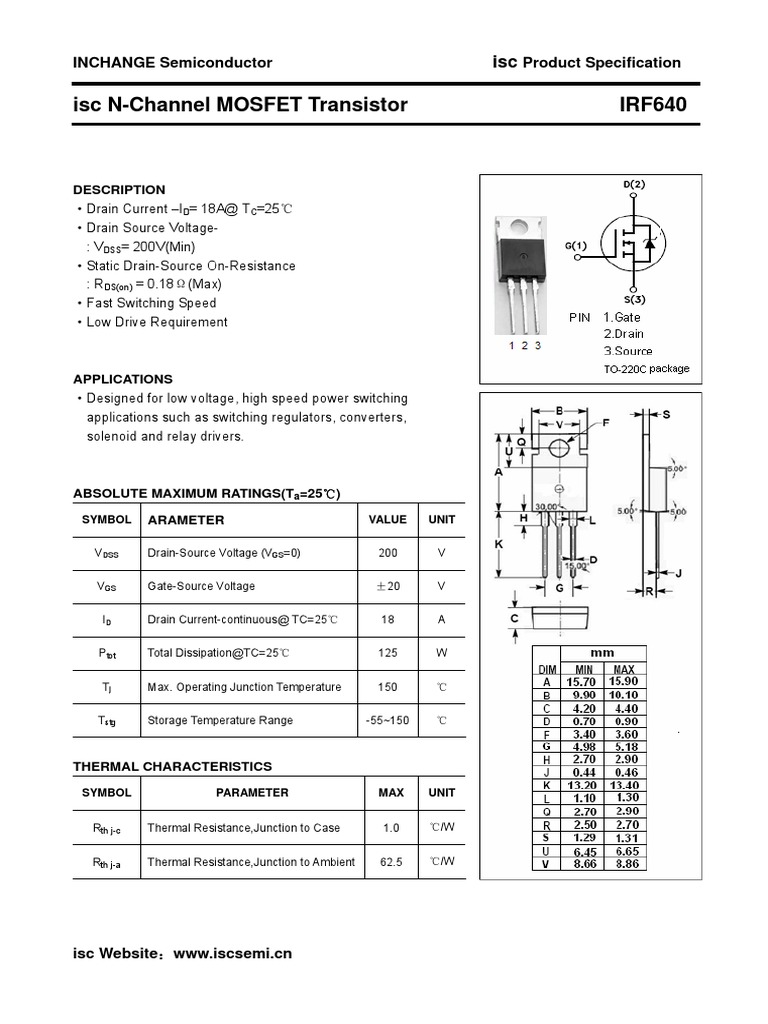 IRF640 InchangeSemiconductor | PDF