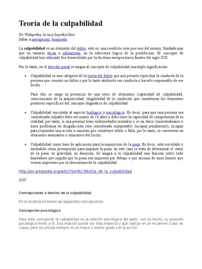 Teoría de la culpabilidad | Intención (Derecho Penal) | Derecho penal