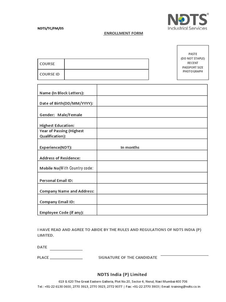 NDTS PCN Application-Form | PDF