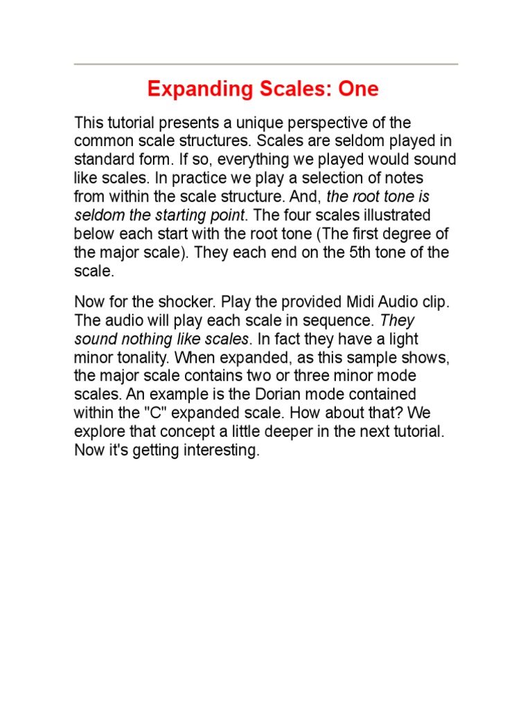 Expanding Scales: One: Seldom The Starting Point. The Four Scales ...