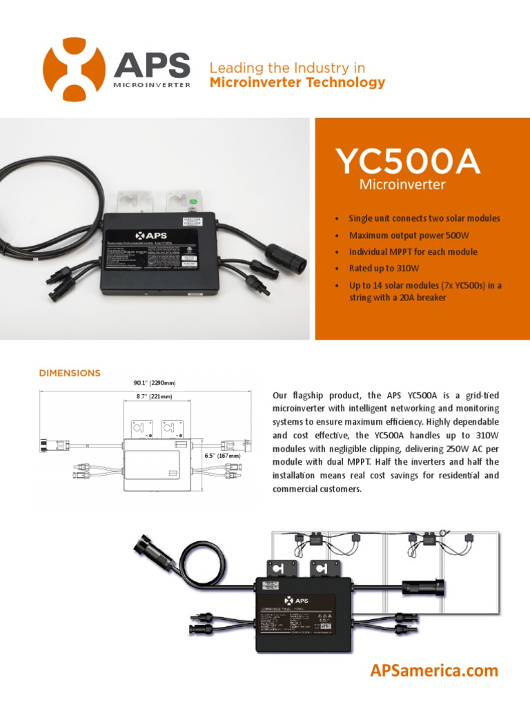 APS YC500A Microinverter Overview | PDF | Solar Panel | Energy Conversion