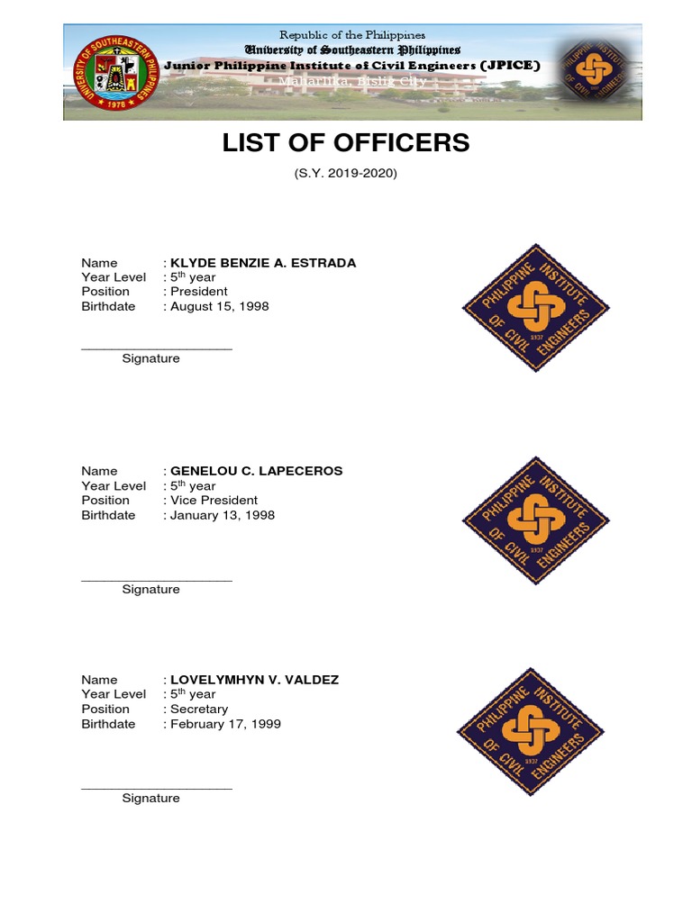JPICE Officers | PDF