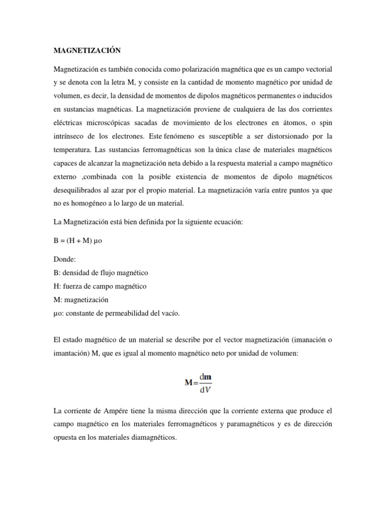 MAGNETIZACIÓN | PDF | Magnetismo | Magnetización