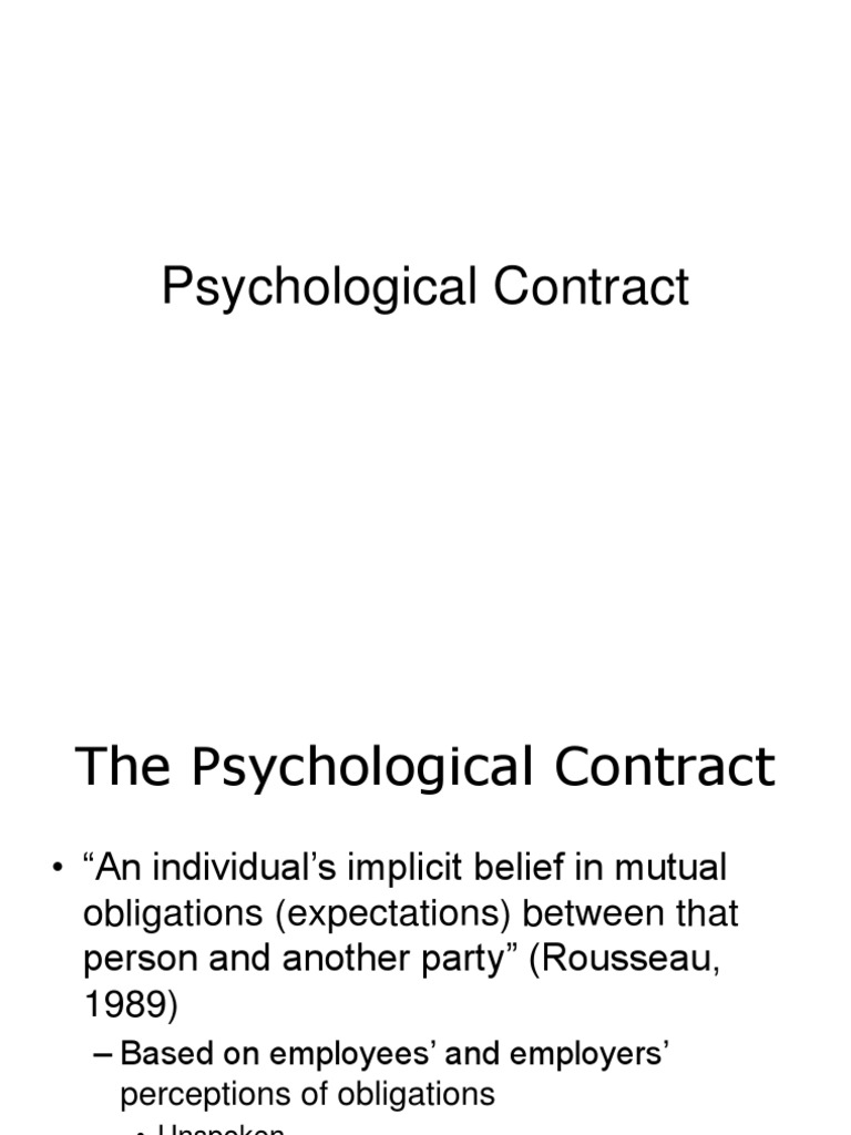 Psychological Contract | PDF | Employment | Psychology