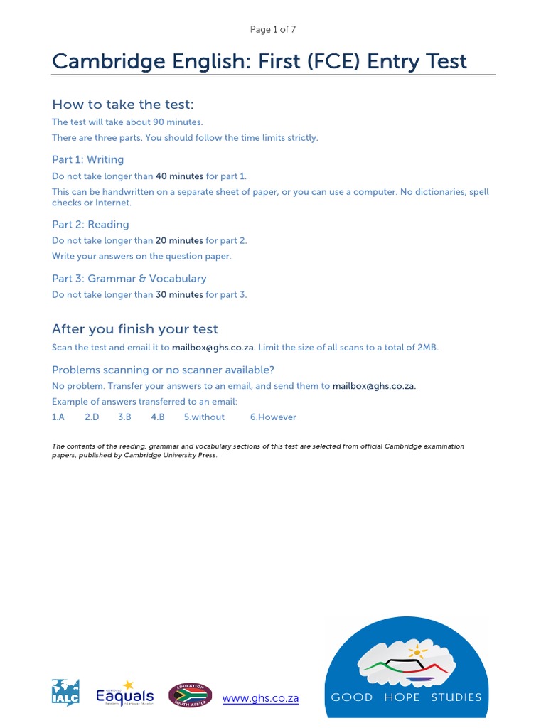 GHS Cambridge English FCE | PDF | Flight Attendant | Exploration