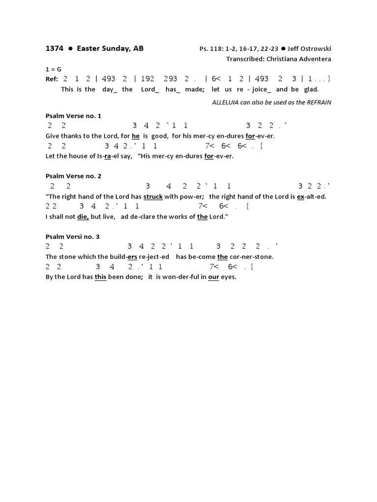 Mazmur 118 - Not Angka | PDF