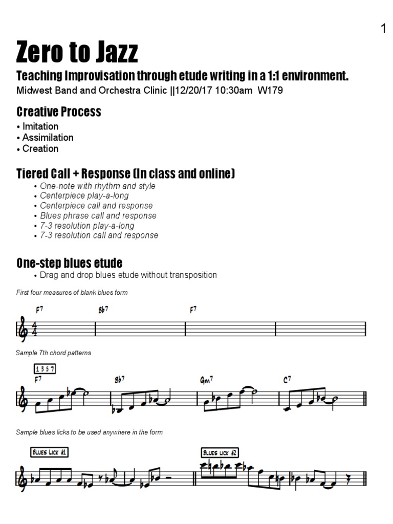 Zero To Jazz: Teaching Improvisation Through Etude Writing in A 1:1 ...