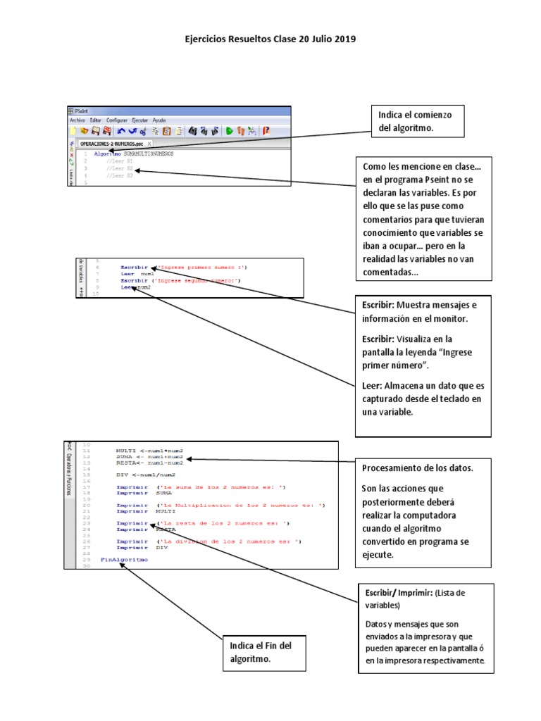 Ejercicios en Pseint | PDF | Programa de computadora | Programación