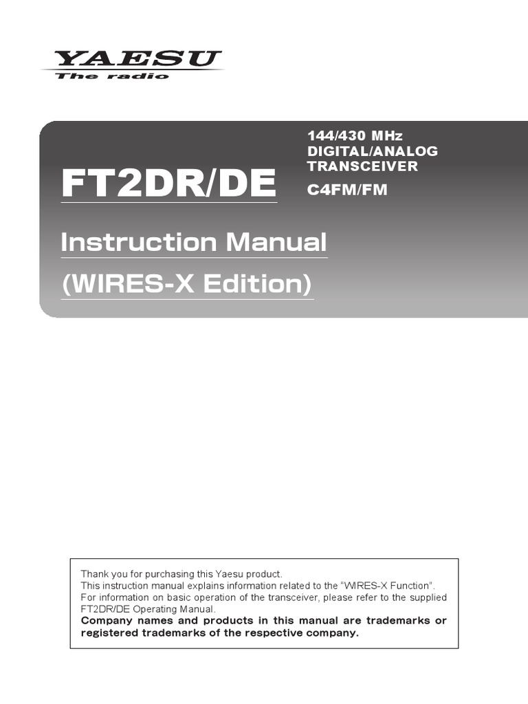 Ft2Dr/De: Instruction Manual (WIRES-X Edition) | PDF | Data ...