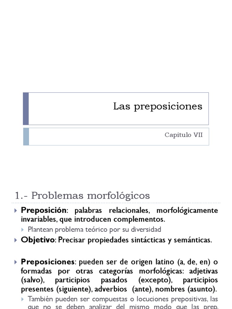 Cap 7 - Las Preposiciones | PDF | Adverbio | Preposición y Postposición