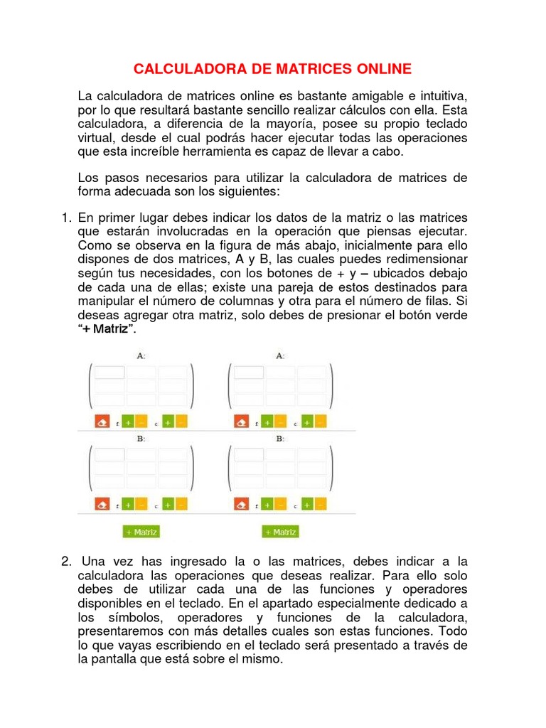 Calculadora de Matrices Online | PDF | Calculadora | Matriz (Matemáticas)