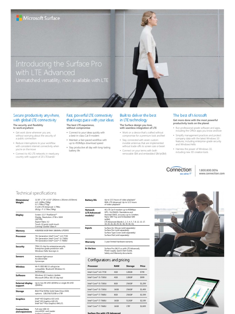 Introducing The Surface Pro With LTE Advanced | PDF | Windows 10 | Lte ...