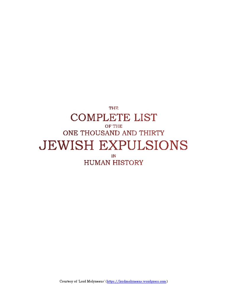 The Complete List of The 1030 Jewish Expulsions | Download Free PDF ...