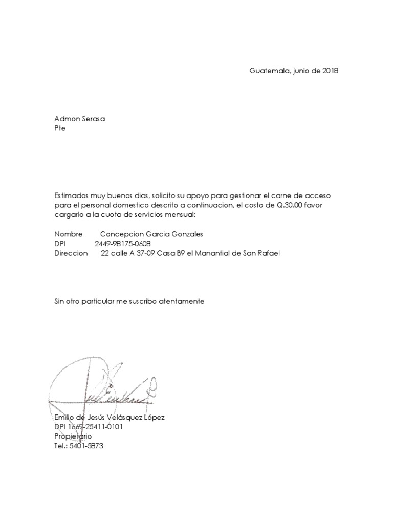 Carta de Autorizacion de Ingreso | PDF