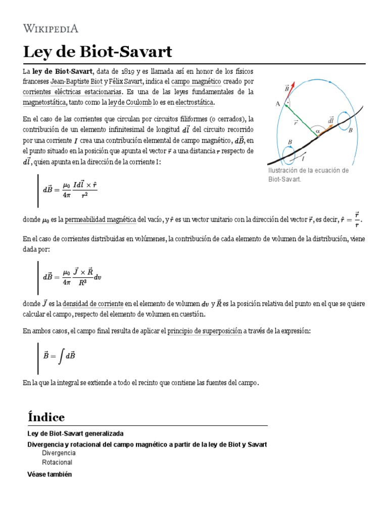 Ley de Biot-Savart | PDF | Física | Análisis matemático