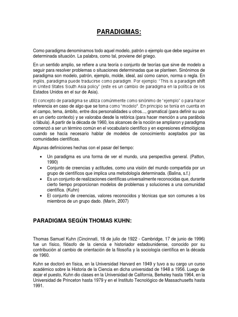PARADIGMAS | PDF | Paradigma | Movimientos filosóficos