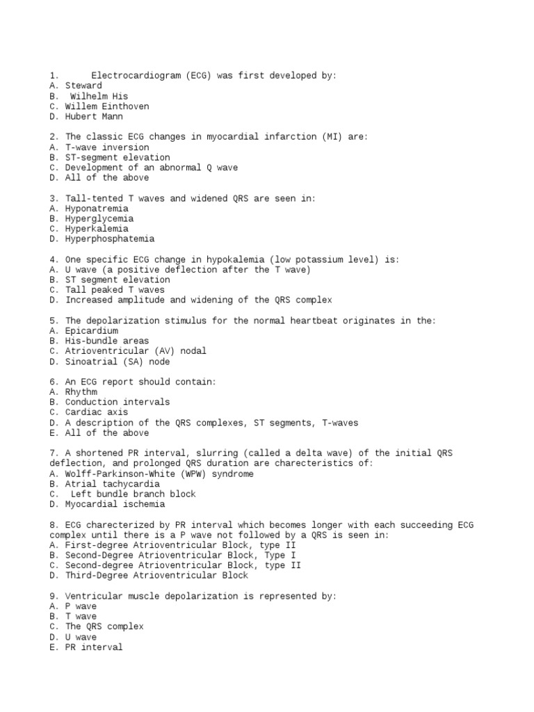 Ecg MCQS | PDF | Electrocardiography | Cardiology