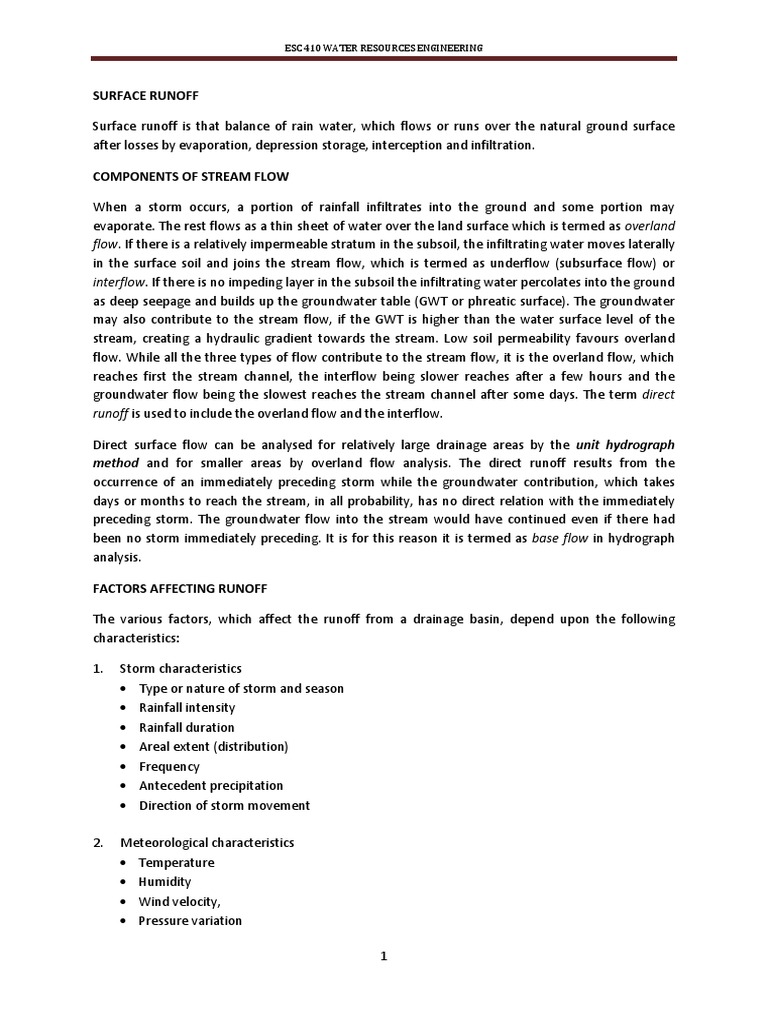 Surface Runoff Pdf Surface Runoff Drainage Basin