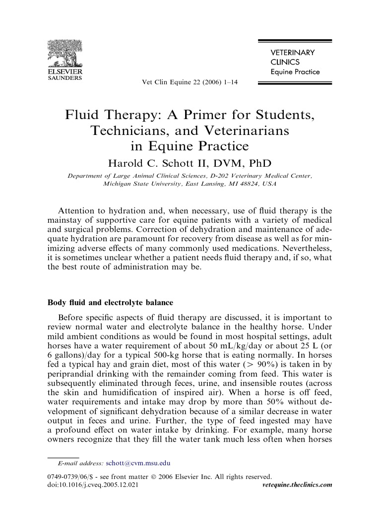 Fluid Therapy in Horses | PDF | Dehydration | Intravenous Therapy
