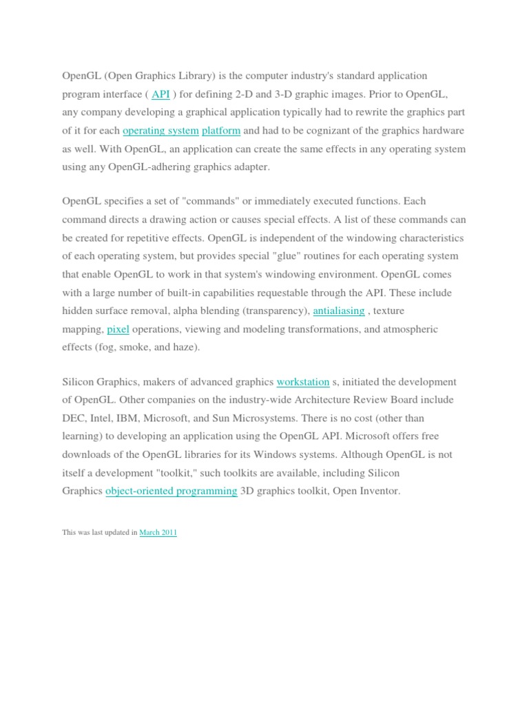 An Introduction To Opengl The Cross Platform Standard For 2d And 3d Graphics Programming Pdf