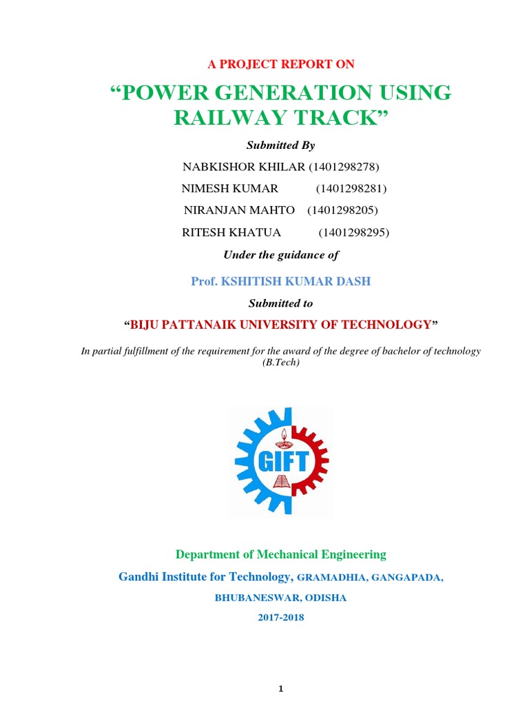 Power Generation from Railway Tracks | PDF | Mechanical Engineering ...