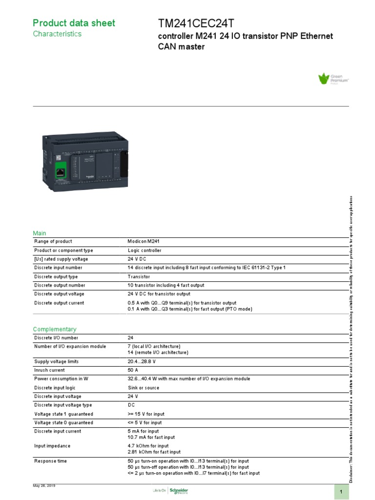 Logic Controller - Modicon M241 - TM241CEC24T | PDF | Telecommunication ...