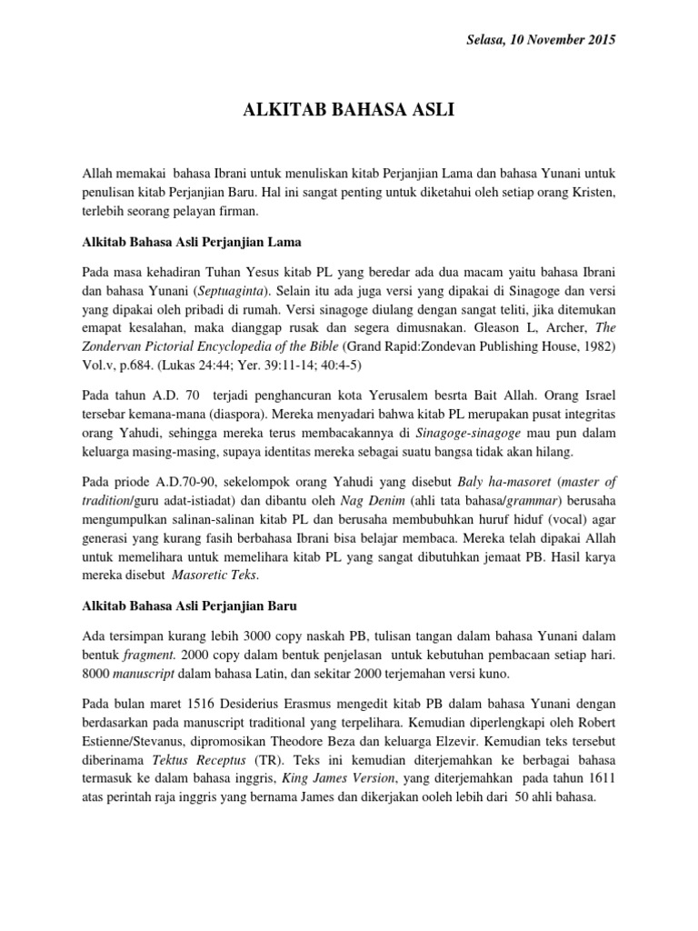 Alkitab Bahasa Asli | PDF