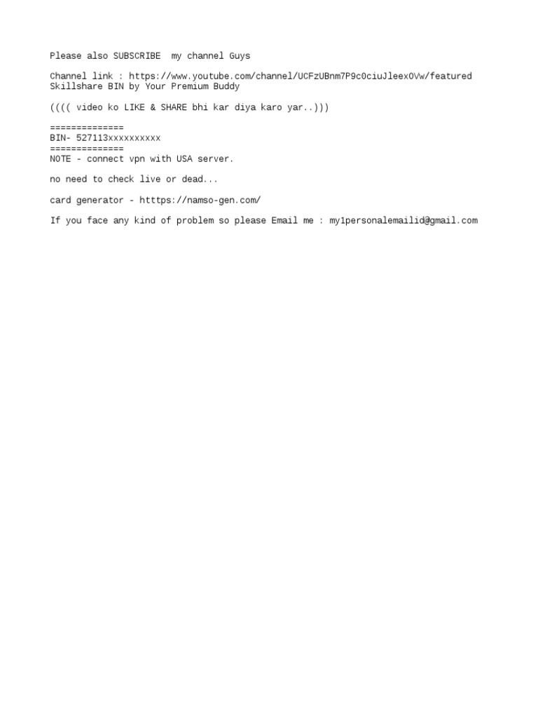 Skillshare BIN and Namso Gen Guide | PDF