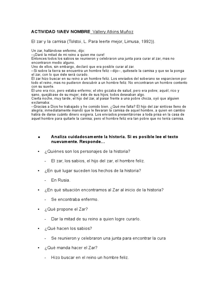 La Camisa y El Zar | PDF | Felicidad