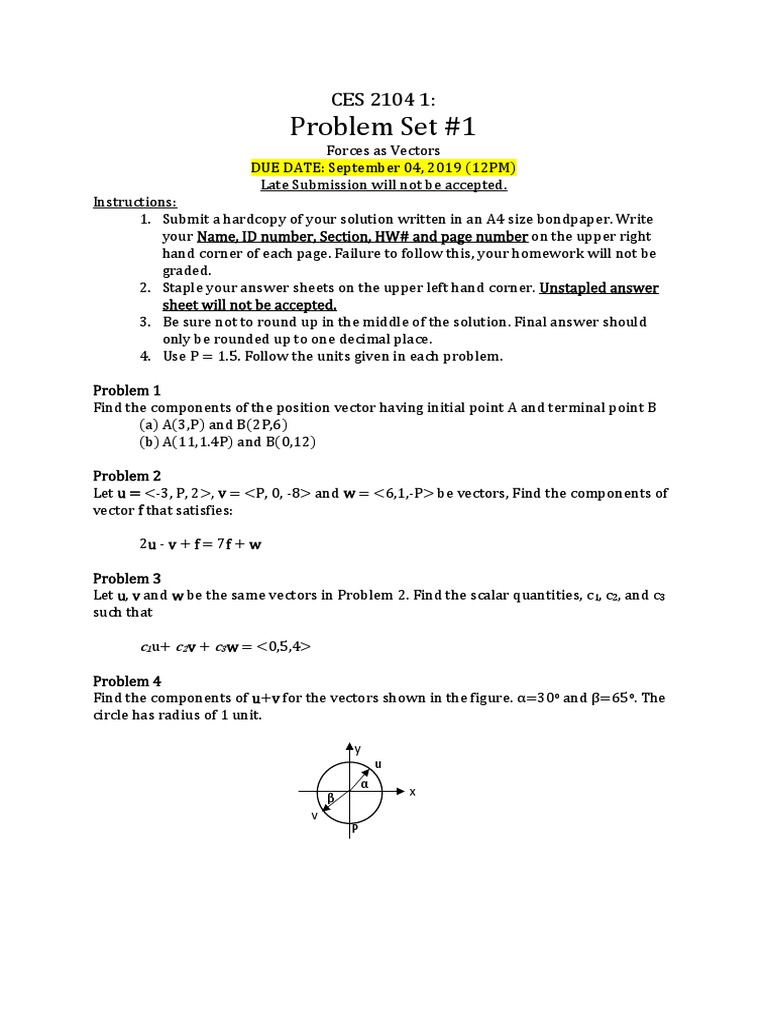 Problem Set #1 | PDF | Euclidean Vector | Mathematical Analysis