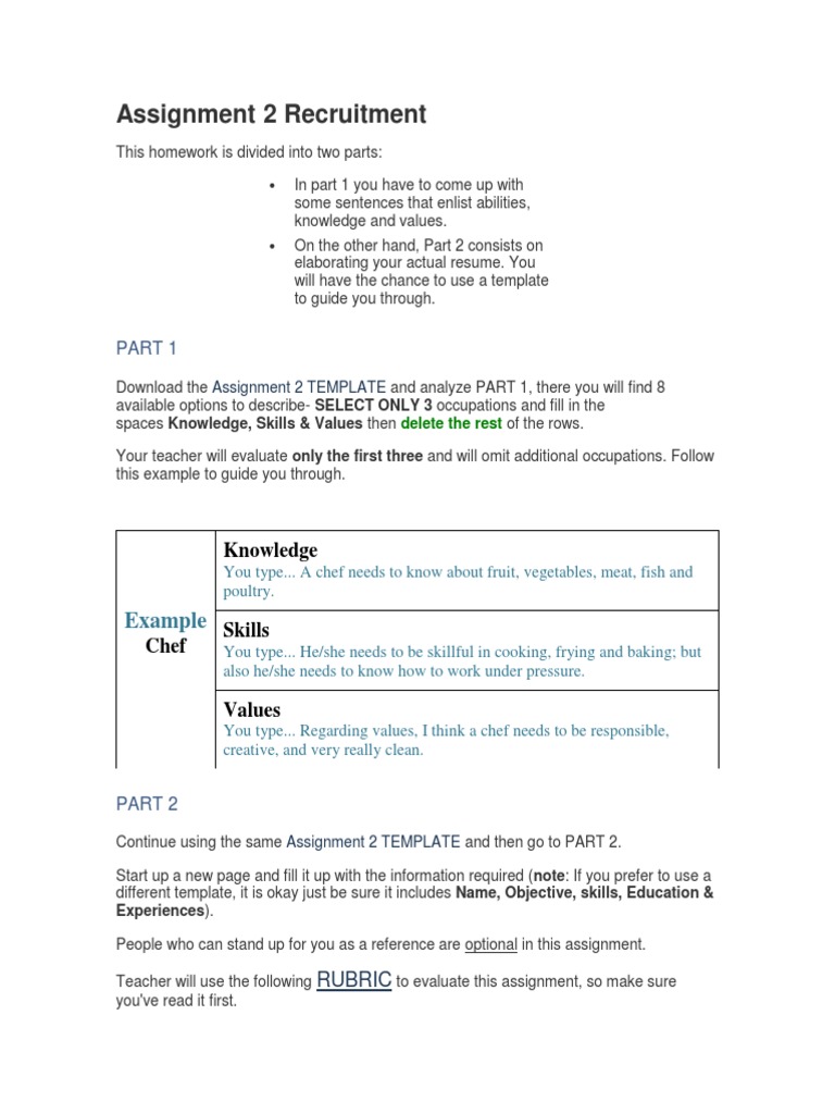 Assignment 2 Recruitment Guide | PDF