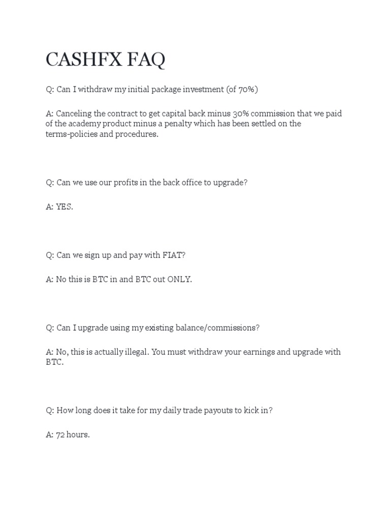 Cashfx Faq | PDF