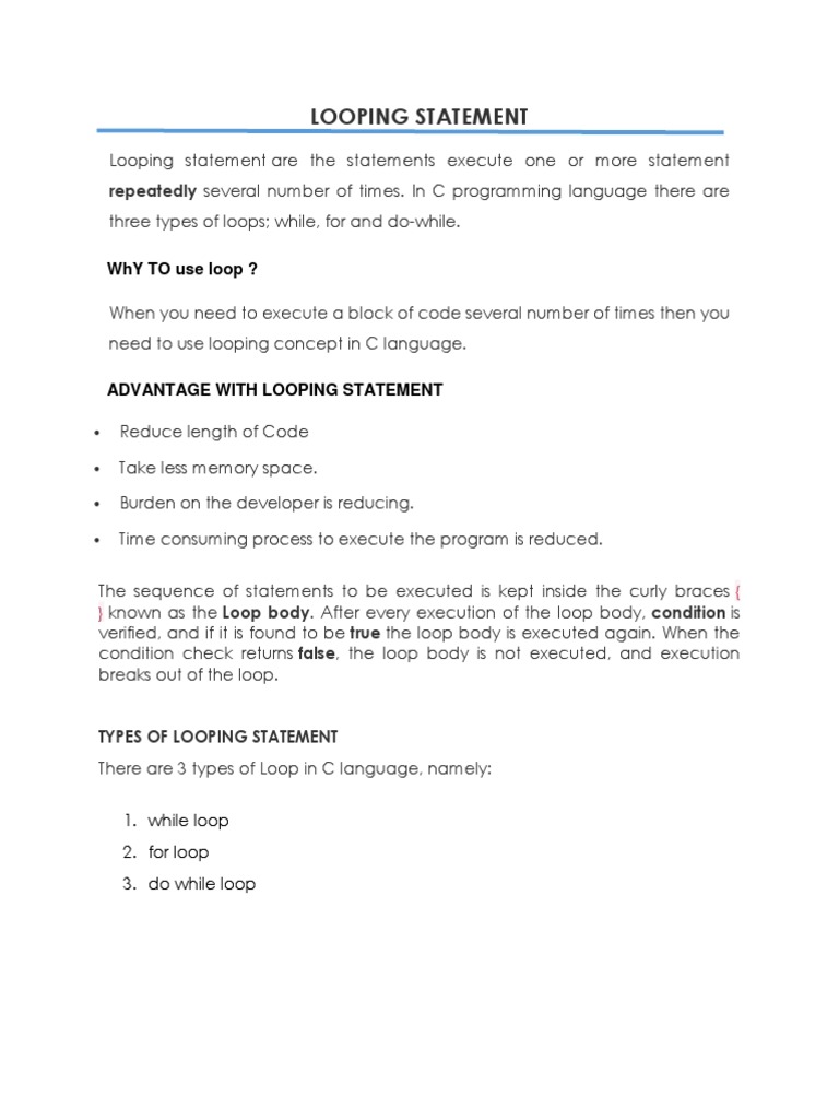 C Looping Statement | PDF | Control Flow | Software Development
