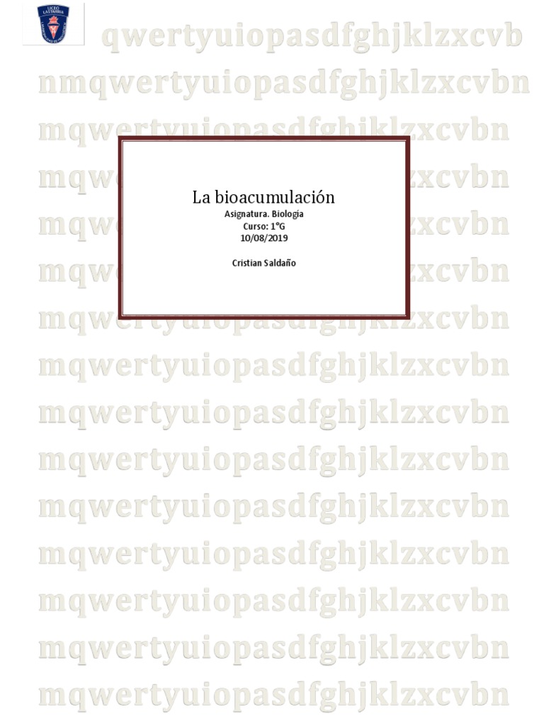 La Bioacumulación | PDF | Ciencia medioambiental | Entorno natural