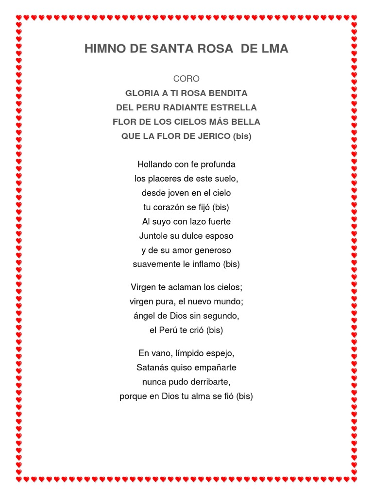 Himno, Historia de Santa Rosa de Lma | PDF
