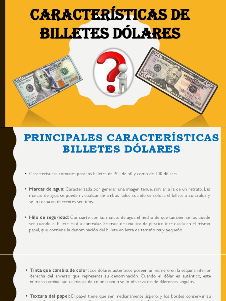 Características de Los Billetes Dólares | PDF | Billete de banco | Color