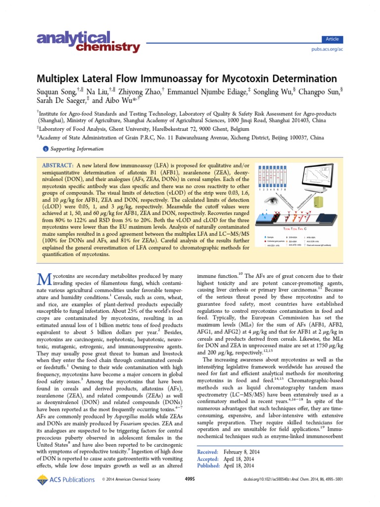 Multiplex Lateral Flow Immunoassay For Mycotoxin Determination | PDF ...