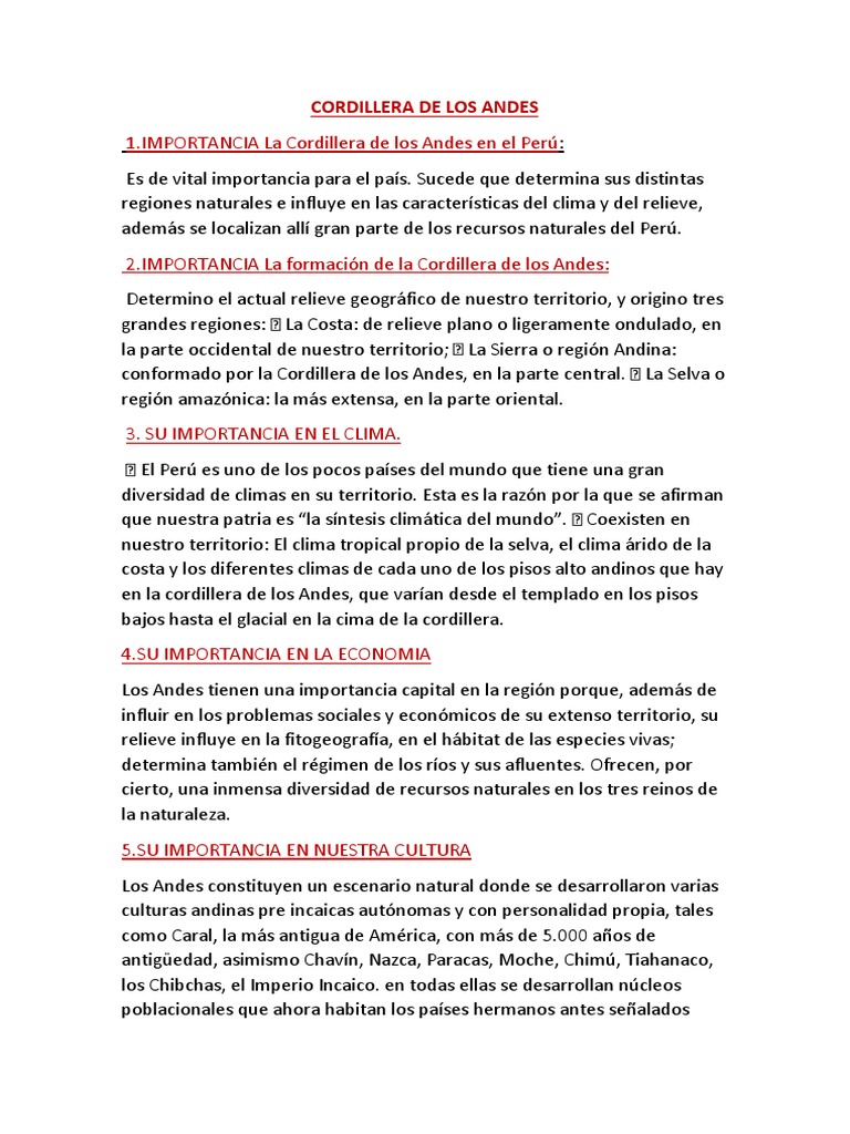 La Cordillera de Los Andes | PDF | Ciencia y matemáticas