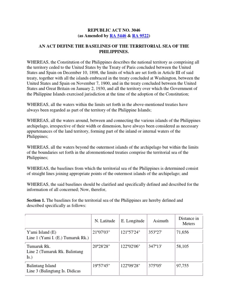 Ra 3046 As Ammended | PDF | Territorial Waters | U.S. State