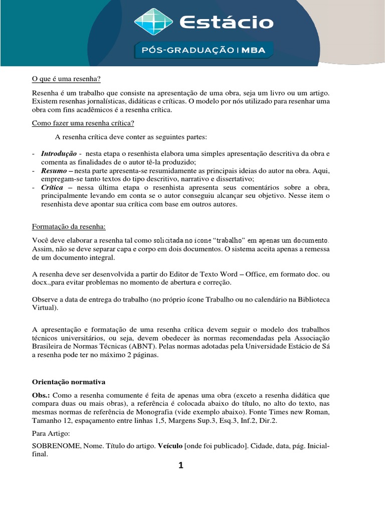 Modelo de Resenha | PDF | Livros | Autor