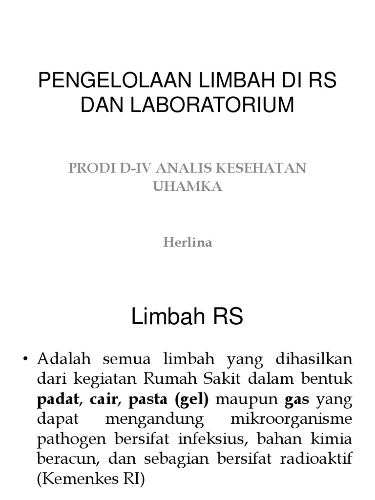 Pengelolaan Limbah Di Rs Dan Laboratorium | PDF | Sains & Matematika