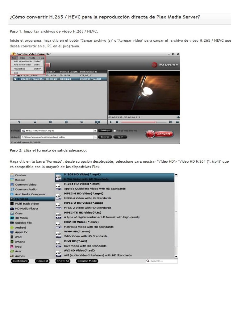 Convertir X265 - HEVC A Plex Media Server | PDF