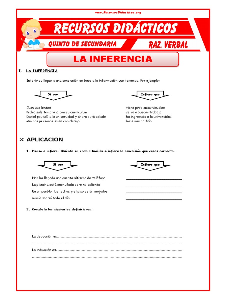 Hojas De Trabajo Con Preguntas De Inferencia CUADERNILLO 300