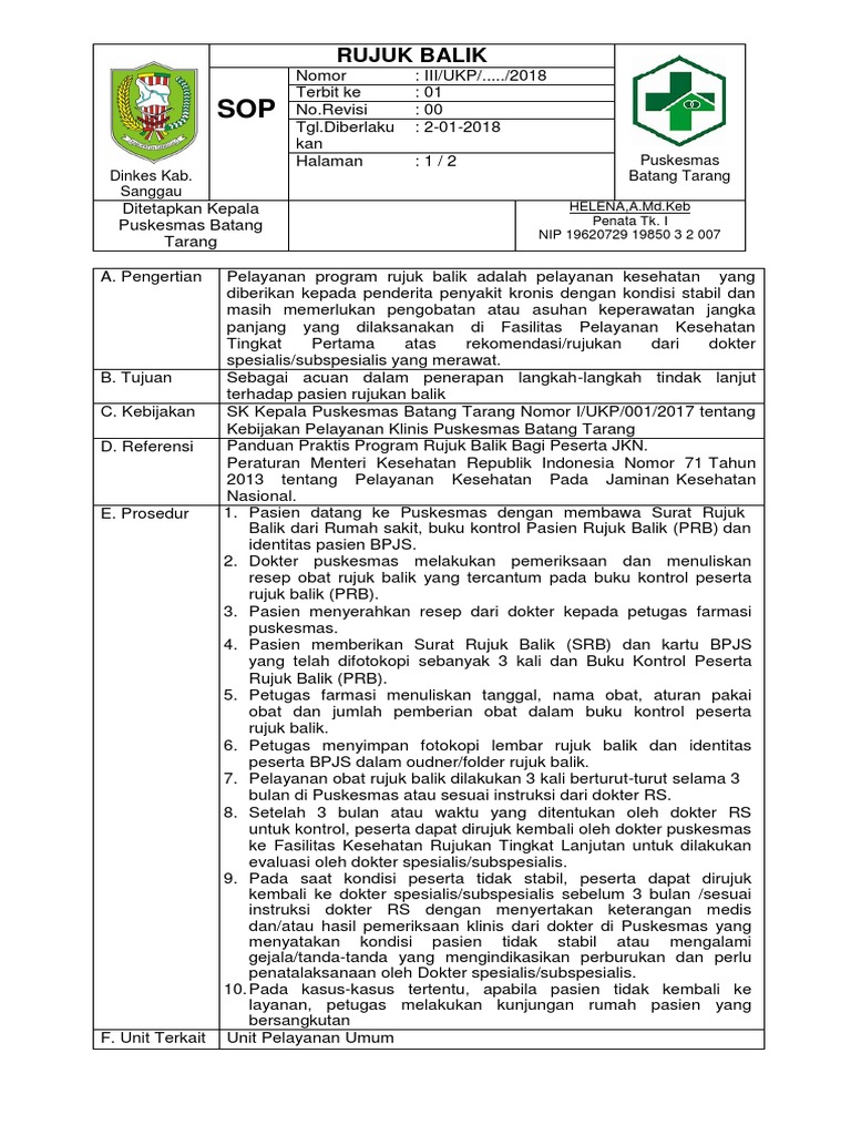 7.10.1.4. Sop Rujuk Balik | PDF