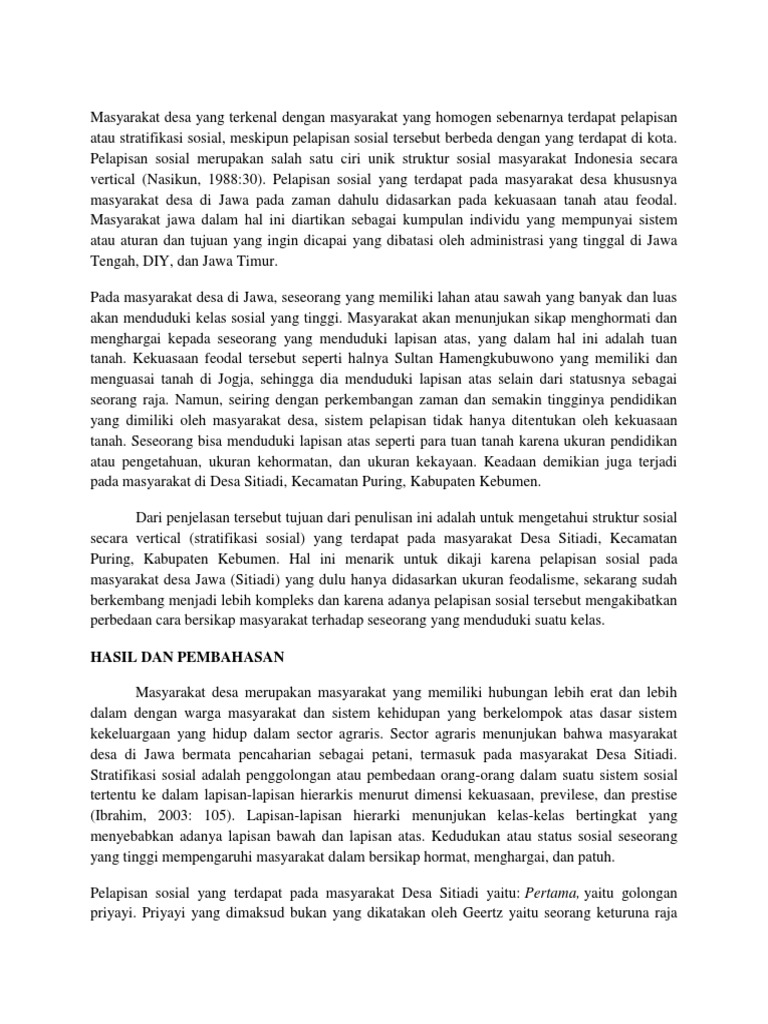 Masyarakat Desa Yang Terkenal Dengan Masyarakat Yang Homogen Sebenarnya ...