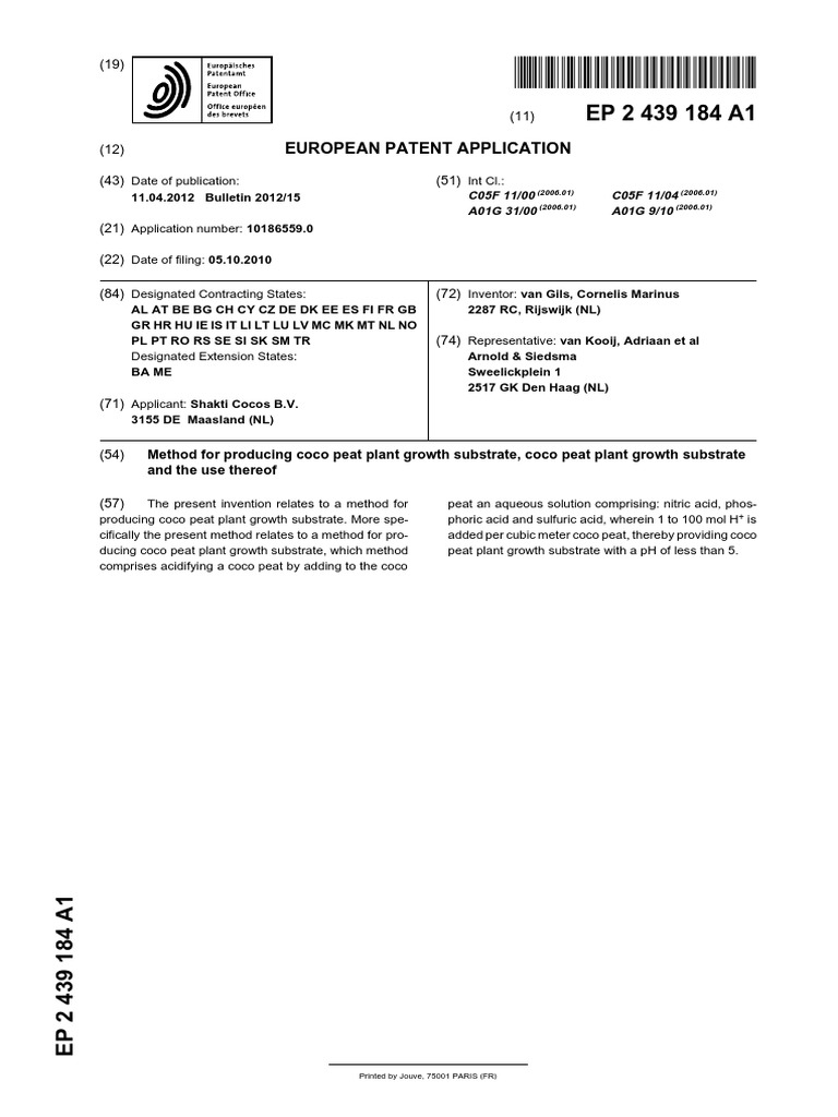 European Patent Application | PDF | Physical Sciences | Chemical Substances